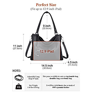 Over Earth Soft Leather Handbags for Women Shoulder Hobo Bag Large Tote Crossbody Bag (O103E Black)