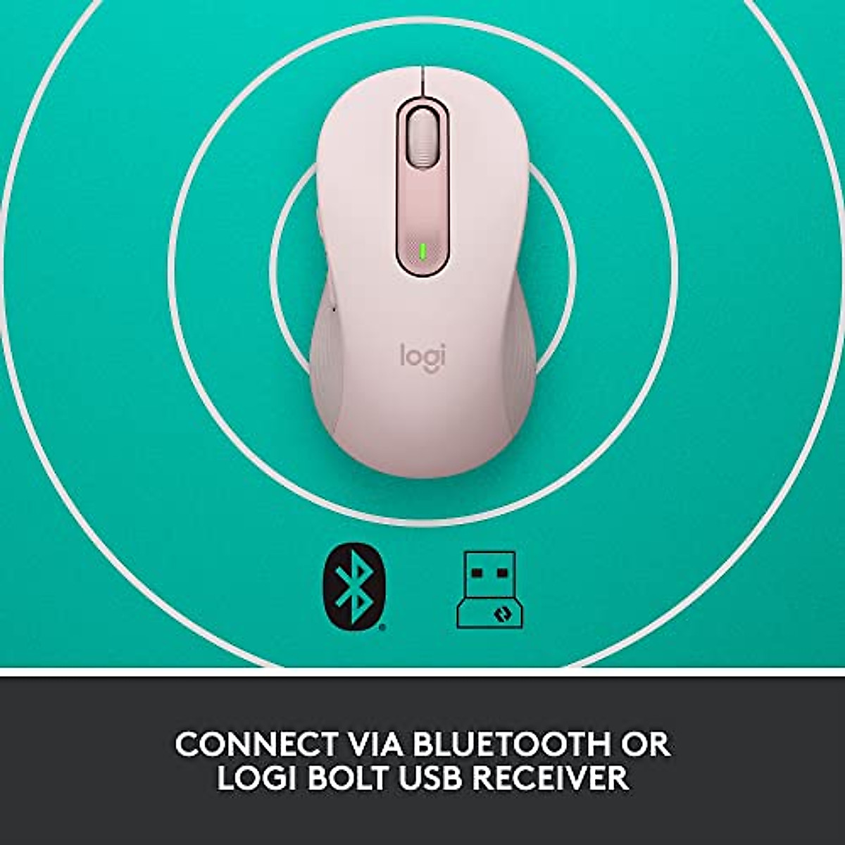 Logitech Signature M650 Wireless Mouse - For Small to Medium Sized Hands, 2-Year Battery, Silent Clicks, Customizable Side Buttons, Bluetooth, for PC/Mac/Multi-Device/Chromebook - Rose