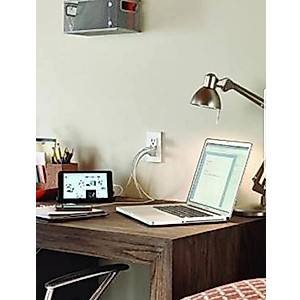 Leviton T5832-2BW USB Dual Type-A in-Wall Charger with 20 Amp, 125 Volt Tamper-Resistant Outlet, White