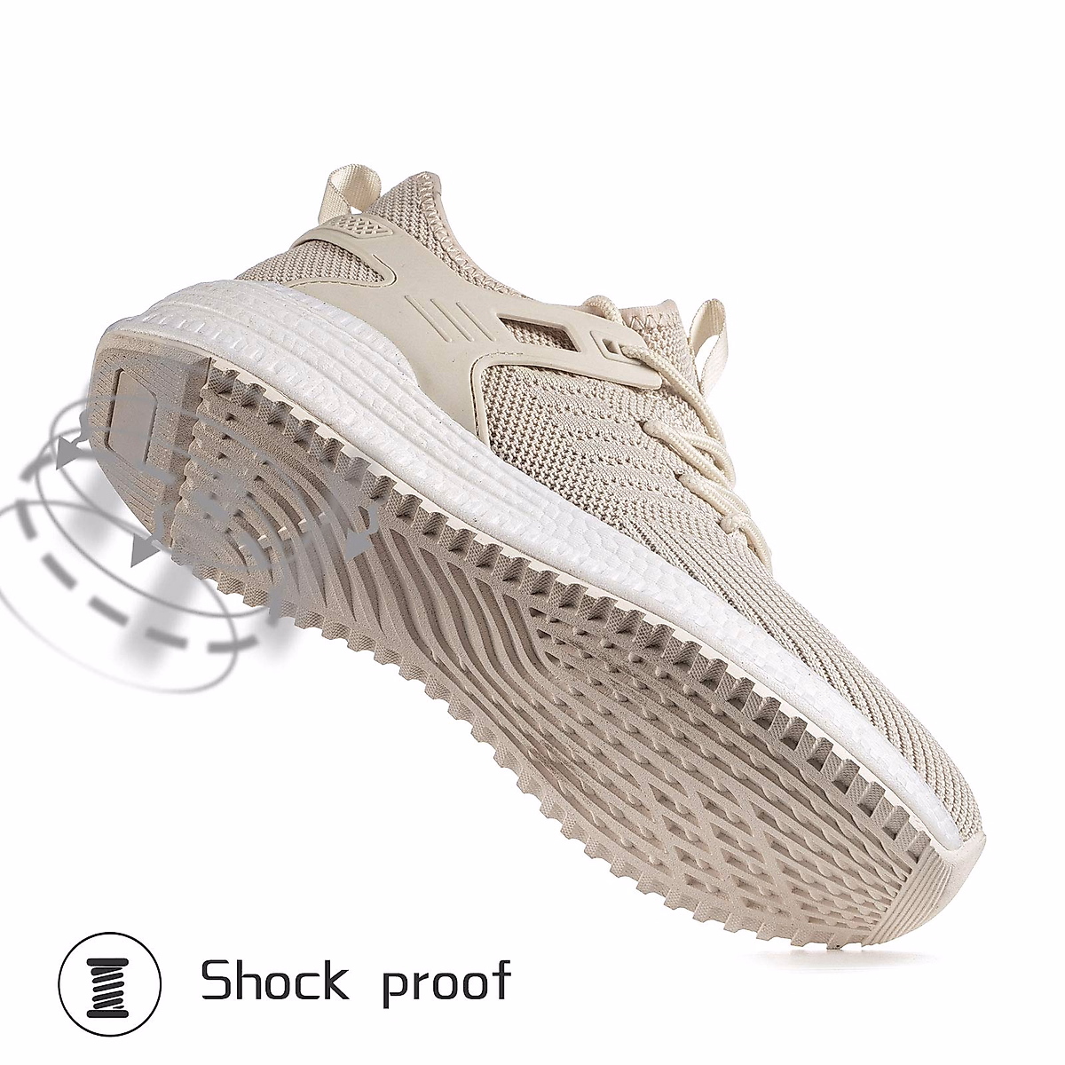 SDolphin Running Shoes Women Sneakers - Tennis Walking Shoes Ladies Athletic Workout Fashion Lightweight Mesh Memory Foam Road Running Shoes Beige