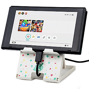 Tscope Switch Stand for Nintendo, for Animal Crossing Switch Holder, Adjustable Switch Lite Compact Portable Foldable Stand for Nintendo Switch OLED Accessories (White)