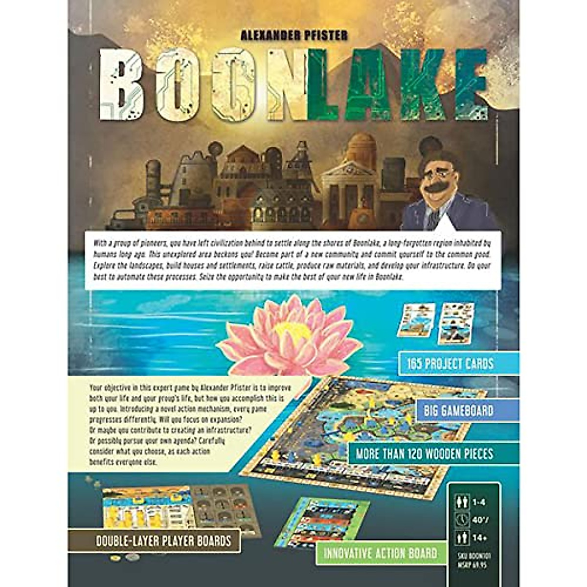 Capstone Games: Boonlake Hand Management, Exploration Strategy Board Game, 1-4 Players, Ages 14+, 40 Minute per Player Game Play Multicolor