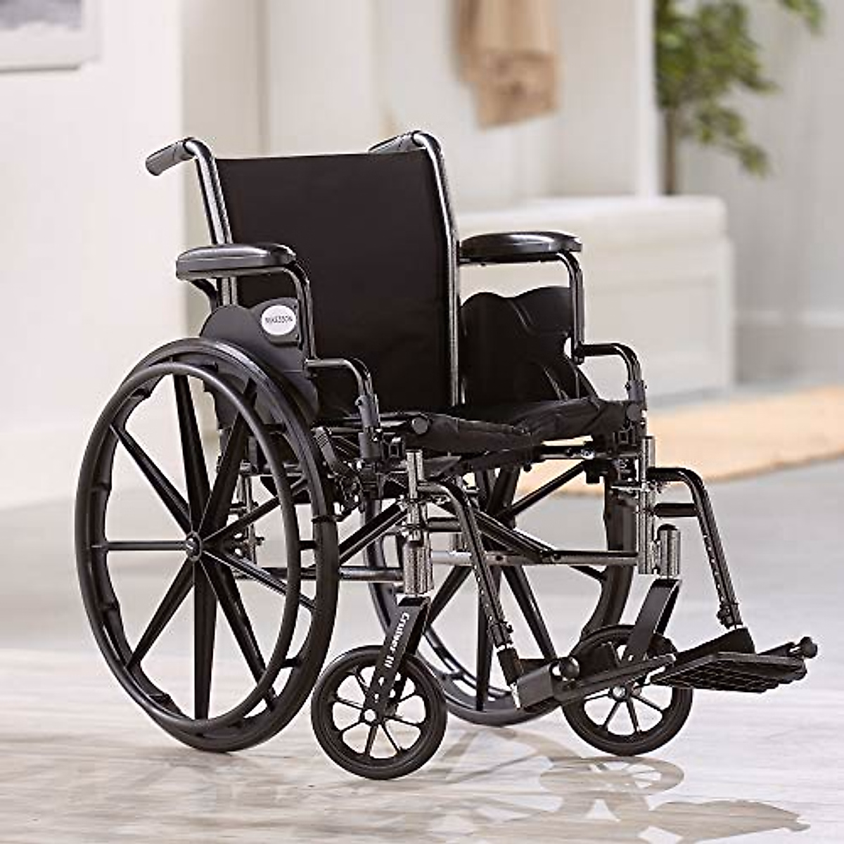 McKesson Wheelchair, Swing Away Foot Leg Rest, Desk Length Arms Flip Back, 16 in Seat, 300 lbs Weight Capacity, 1 Count