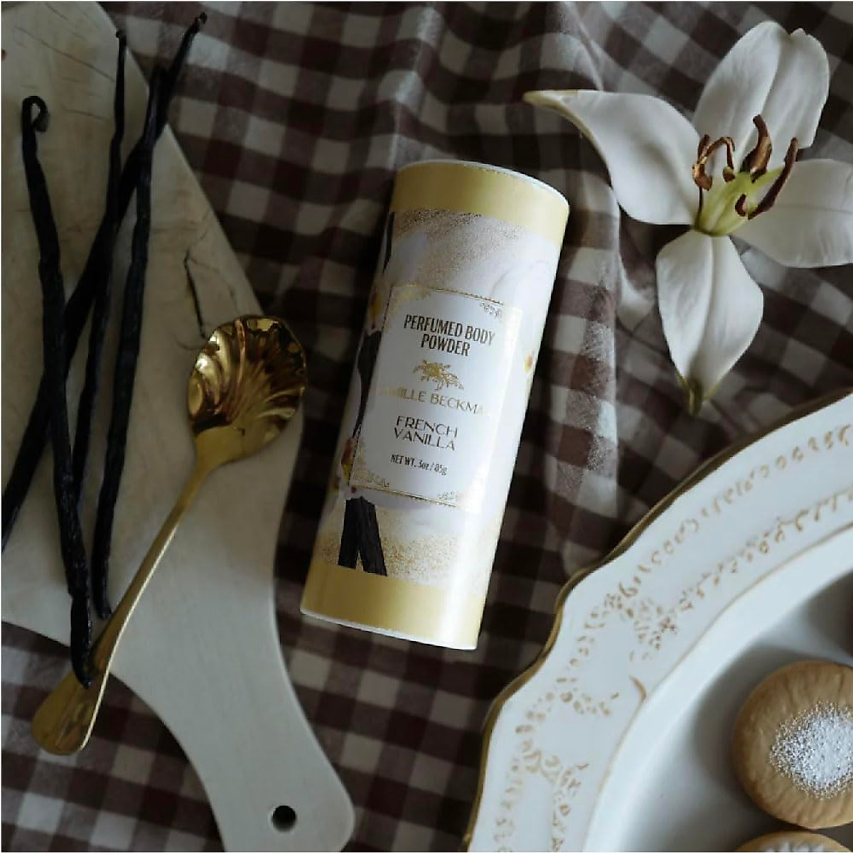 French Vanilla Scented Talc-Free Body Powder, Perfumed Dusting Powder, Camille Beckman 3 Ounce