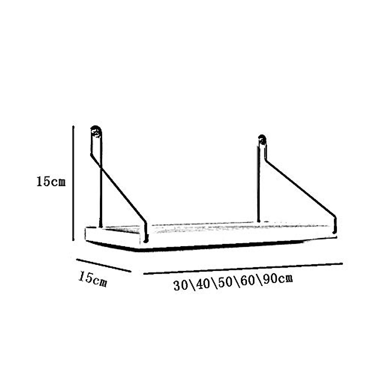 PIBM Stylish Simplicity Shelf Wall Mounted Floating Rack Shelves Metal Bracket Solid Wood Simple Background Wall Smooth Durable Save Space,3 Colors,5 Sizes, Wood Color , 40x15x15cm