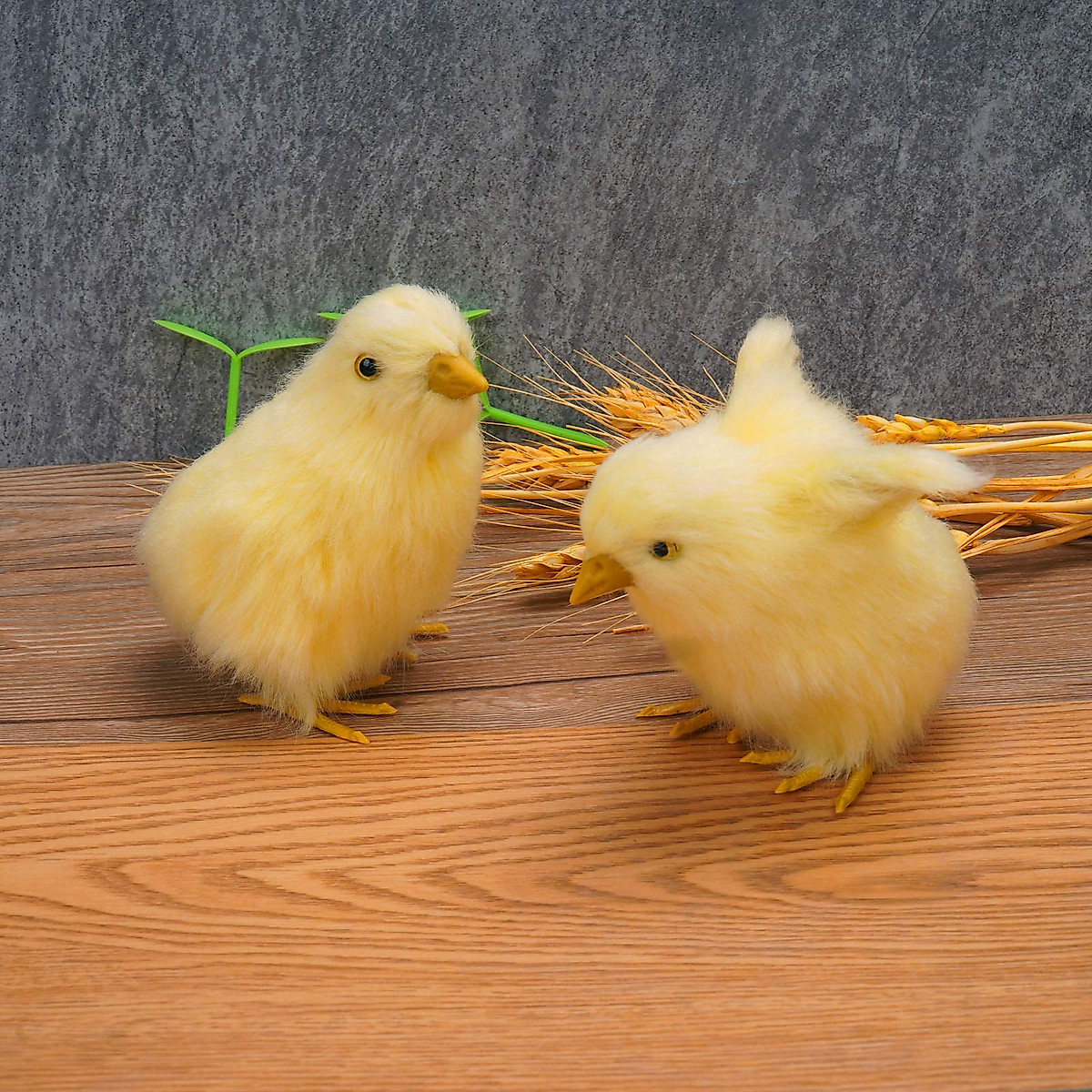 4 Pcs Realistic Plush Little Chick Figurine Lifelike Furry Animal Toy Simulated Chicken Sound Photography Props Easter Chicks Decor 4 Poses