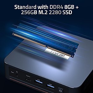 Trycoo WI-6 Mini PC, Intel 12th N100(up to 3.4GHz) Mini Desktop Computer,8GB RAM 256GB SSD,4K Dual Display/USB3.0/WiFi 6/Type-C/Gigabit Ethernet Support Upgrade 64GB RAM and 2TB SSD