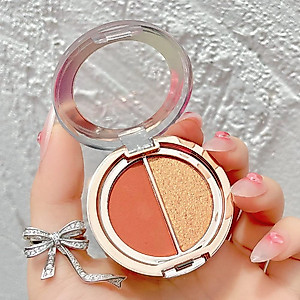 Timipoo Double color eye shadow, high pigment eye makeup palette, matte shimmer metal eye shadow powder, waterproof and durable color eye shadow (01#Sunset orange)