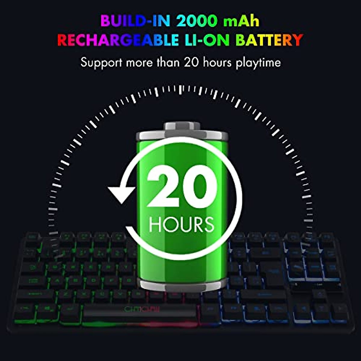 Gaming Wireless TKL Keyboard Mouse Combo Rechargeable LED Backlit Tenkeyless Compact 87 Keys 6 Button for Computer Laptop PS4 PS5 Switch Compatible with Windows XP/7/8/10 iMac MacBook Xbox one X