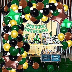 Dark Green Black Gold Balloon Garland Arch - Dark Green Gold Balloons Black Brown Balloons for Birthday Anniversary Engagement Graduation Party Decorations