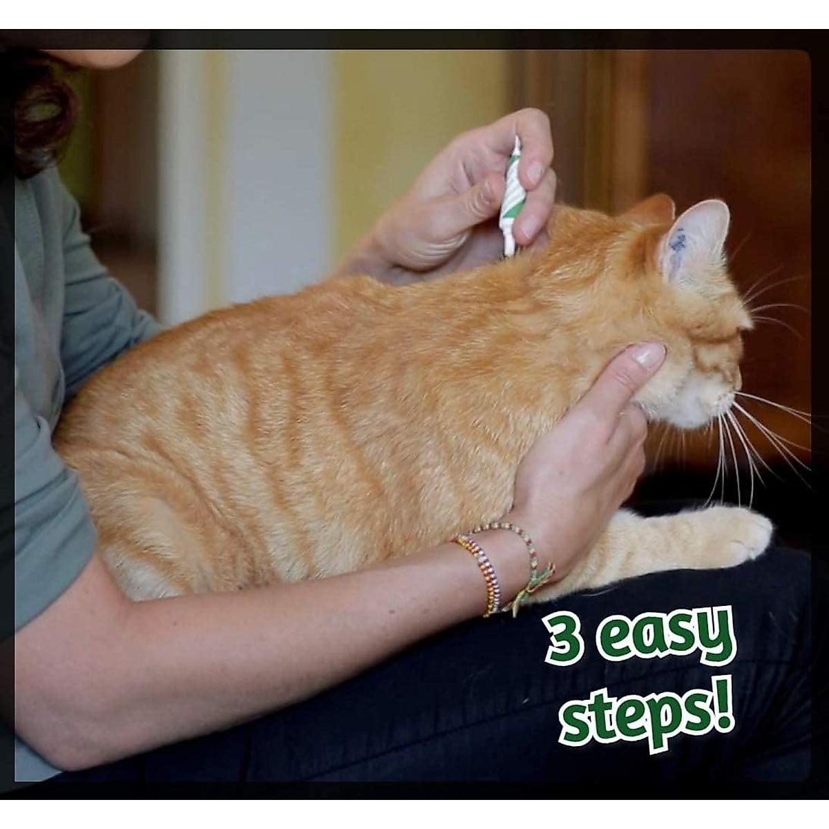 ALZOO Flea & Tick Squeeze-On for Cats, Helps Repel Fleas, Ticks & Mosquitos, Up to 3-Months Protection, 100% Plant-Based Active Ingredients, Water-Resistant, 3 EZ-On Applicators Per Pack