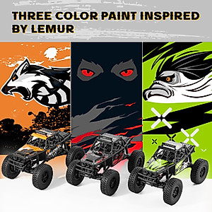 FMS RC Crawler 1/24 Lemur FCX24 4 Wheel Drive RC Rock Buggy, 2.4Ghz 380mAh Hobby Grade RC Car Model Off Road Vehicle RTR for Adults, Green/Orange/Red