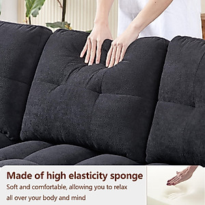 Nonlita Sofa Bed,Convertible Sectional Sofa Bed with USB and Tape-C Charging Port,L-Shaped Sleeper Sofa with Reclining Storage and Arm Side Organizer Pockets Feature,for Living Room, Apartment,Black