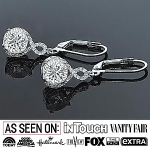 Cate & Chloe Alessandra 18k White Gold Dangle Earrings | Round Cut Cubic Zirconia Earrings, Women's Drop & Dangle Earrings, Infinity Halo Silver Earring Set, Hypoallergenic Earrings Fashion Jewelry