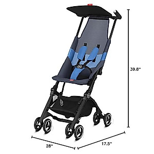gb Pockit Air All Terrain Ultra Compact Lightweight Travel Stroller with Breathable Fabric in Night Blue , 28x17.5x39.8 Inch (Pack of 1)