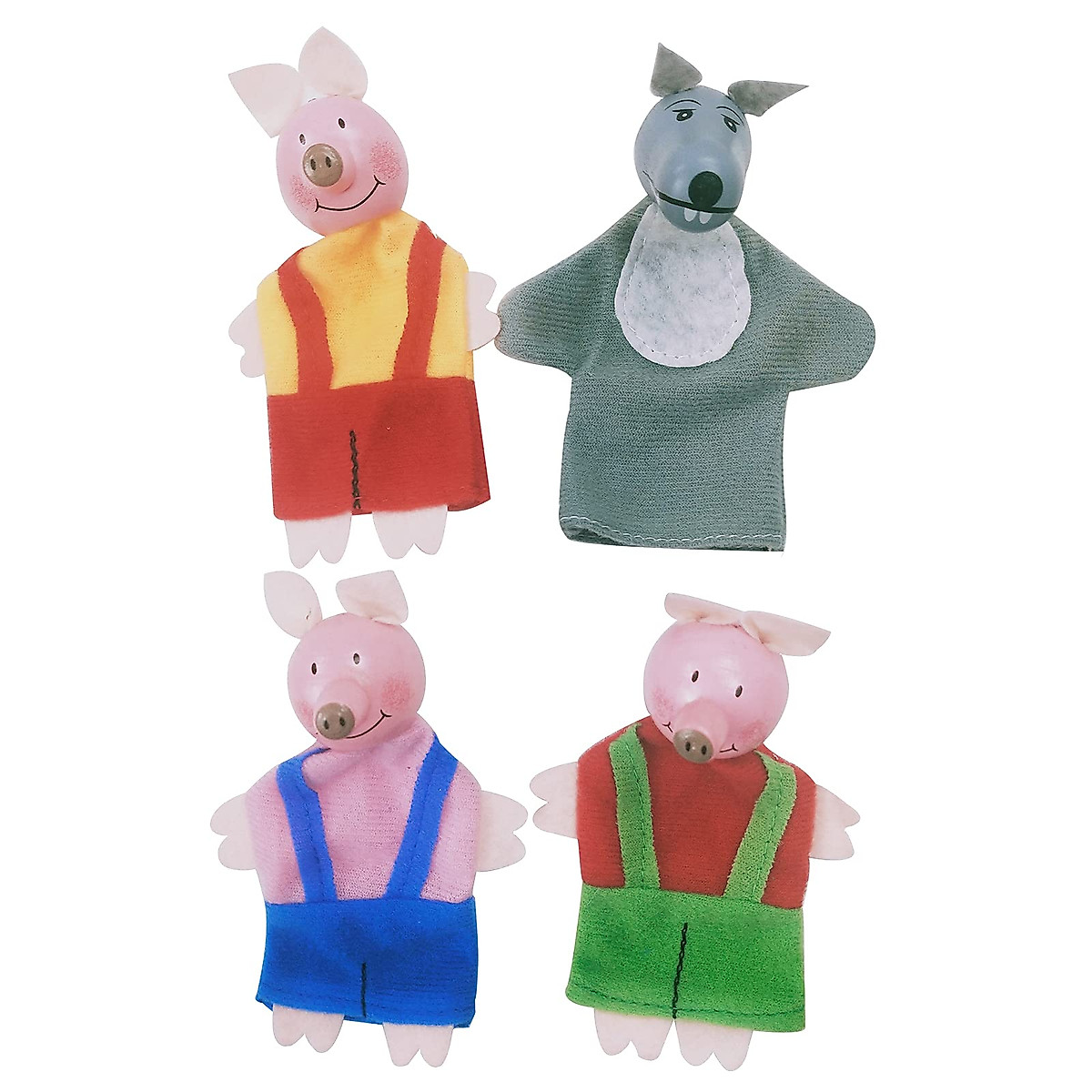 4PCS Three Little Pigs Finger Puppets - Mini Animal Puppets for Kids Storytelling and Playtime Puppet Theater Plush Cartoon Finger Puppet for Toddlers