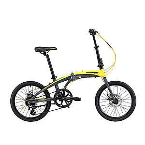 KESPOR Thunderbolt D8 Folding Bike for Adults, 20-inch Wheels, Rear Carry Rack, Shimano 8 Speed Alloy Easy Folding, Disc Brake (Yellow)