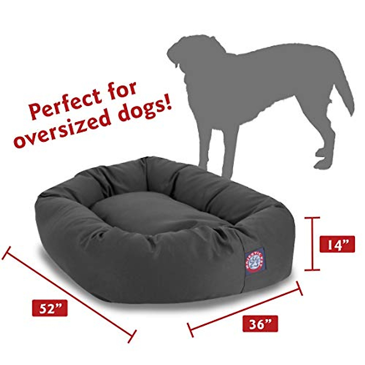 Majestic Pet 52 inch Gray Bagel Dog Bed Products