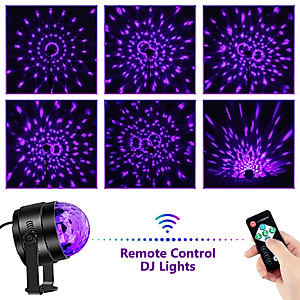 Litake UV Black Lights for Glow Party, 6W LED Disco Ball Strobe Lights for Dark Party Supplies, Sound Activated with Remote Control, Dj Light for Halloween Xmas Birthday Party Home Decorations, 2 Pack