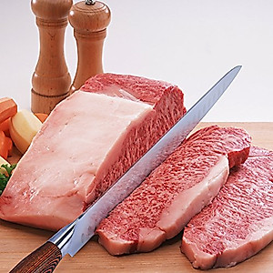 TUO Slicing Knife 12 inch - Granton Carving Knives Hollow Ground Meat Cutting Knife Kitchen Long Slicer & Carver - HC German Stainless Steel Pakkawood Handle - Gift Box Included - Fiery Series