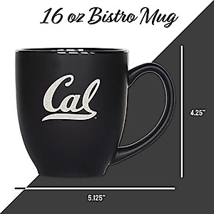 Rico Industries NCAA Cal Berkeley Golden Bears Main 16oz Matte Black Bistro Mug - for Hot or Cold Drinks - Team Logo Etched for Unique Feel