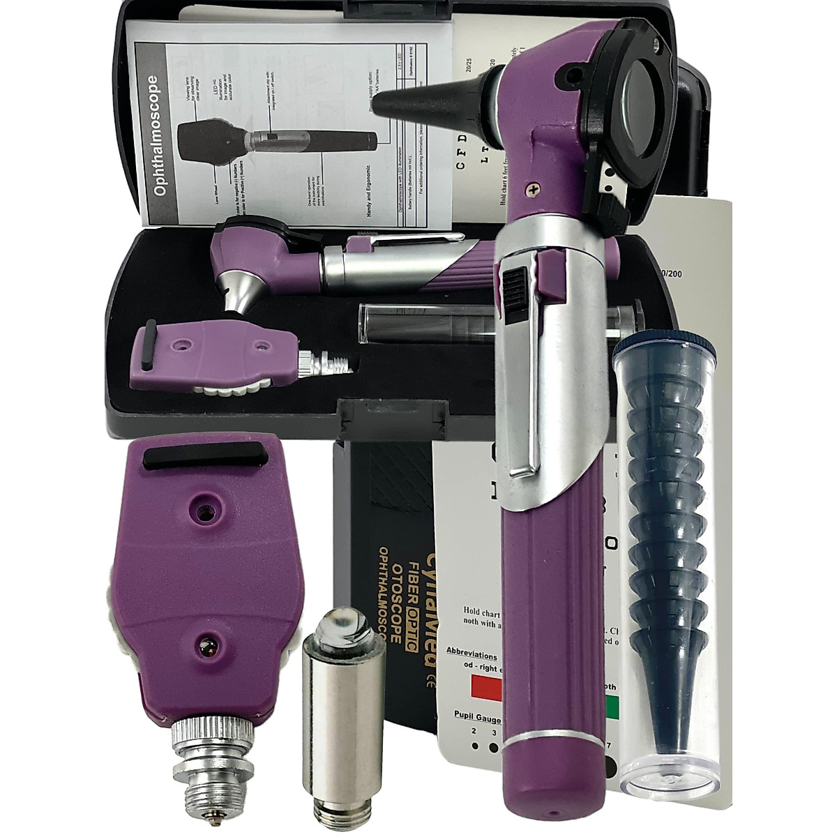 Student Home Use Ent Otoscope Kit Set Led Otoscope 3.5v Plus Extra Bulb Plus Specula Black Otoscope Set Cynamed