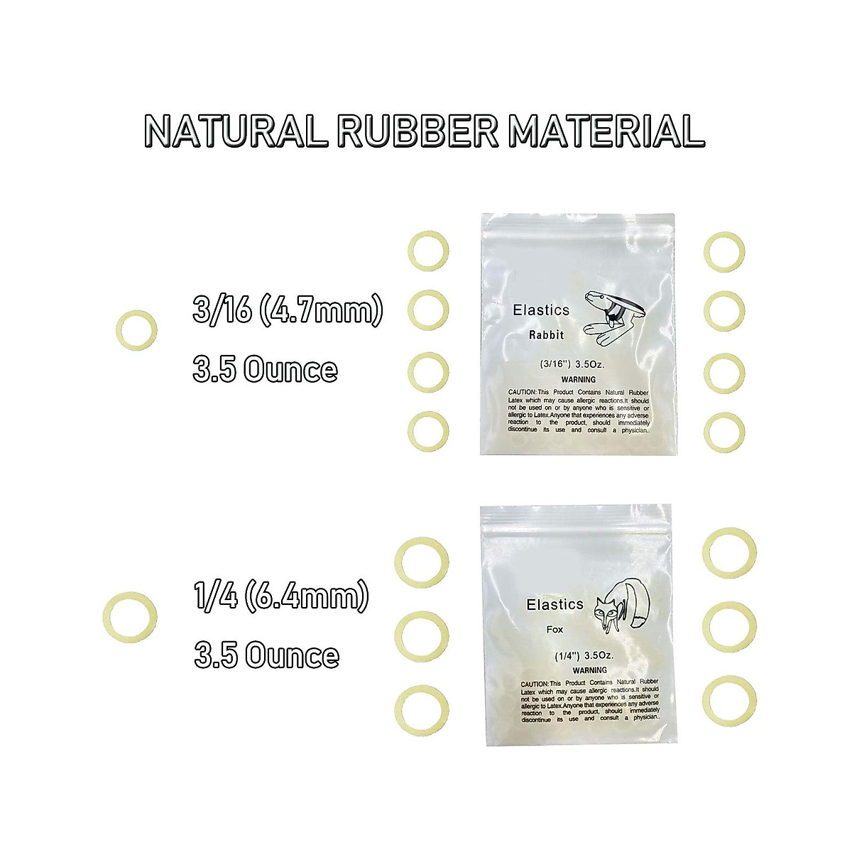 3/16 and 1/4 Inch Orthodontic Elastic Rubber Bands, 500 Pack Medium 3.5 Ounce Rubberbands Dreadlocks Hair Braids Fix Tooth Gap, 5 Pack Free Elastic Placer for Braces