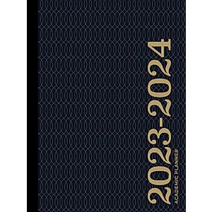Academic Planner 2023-2024 Large | Smart Navy & Gold: July - June | Weekly & Monthly | US Federal Holidays and Moon Phases