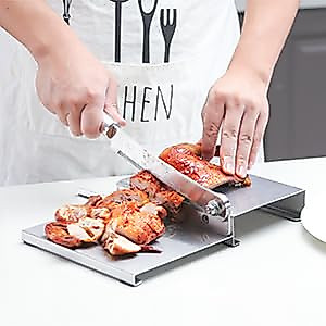 Medozic Manual Meat Slicer, Stainless Steel Household Cutter Machine, Meat Slicer For Beef Jerky Chicken Bacon And Corn