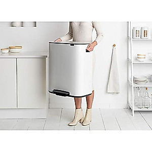 Brabantia Recycling Pedal Bin, Steel, White, Large (2x30L)