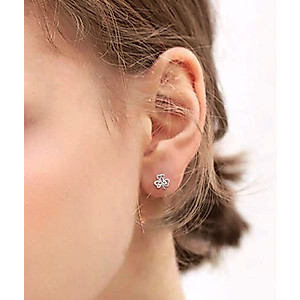 INFUSEU Shamrock Earrings Celtic Knot Stud Irish Jewelry for Women Sterling Silver Small Tiny Four Leaf Clover Little Teengirl Teen Adolescent Teenager Young 925 Gift 6mm