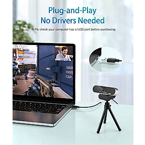 OITTIRA Webcam, 1080P Pro HD Webcam with Stereo Microphone, 110° Wide Angle, Privacy Cover, Tripod, for Conferencing, Live Streaming, Recording, Compatible with Skype/Zoom/YouTube【Upgraded Version】