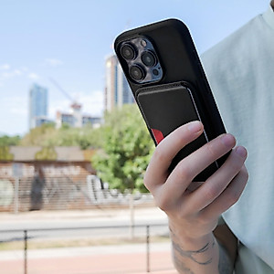 Smartish MagSafe Wallet - Side Hustle - Vegan Leather Slim Detachable Magnetic Card Holder Qi2 Certified iPhone MagSafe Wallet for Apple iPhone 15/14/13/12 Models - Black Tie Affair