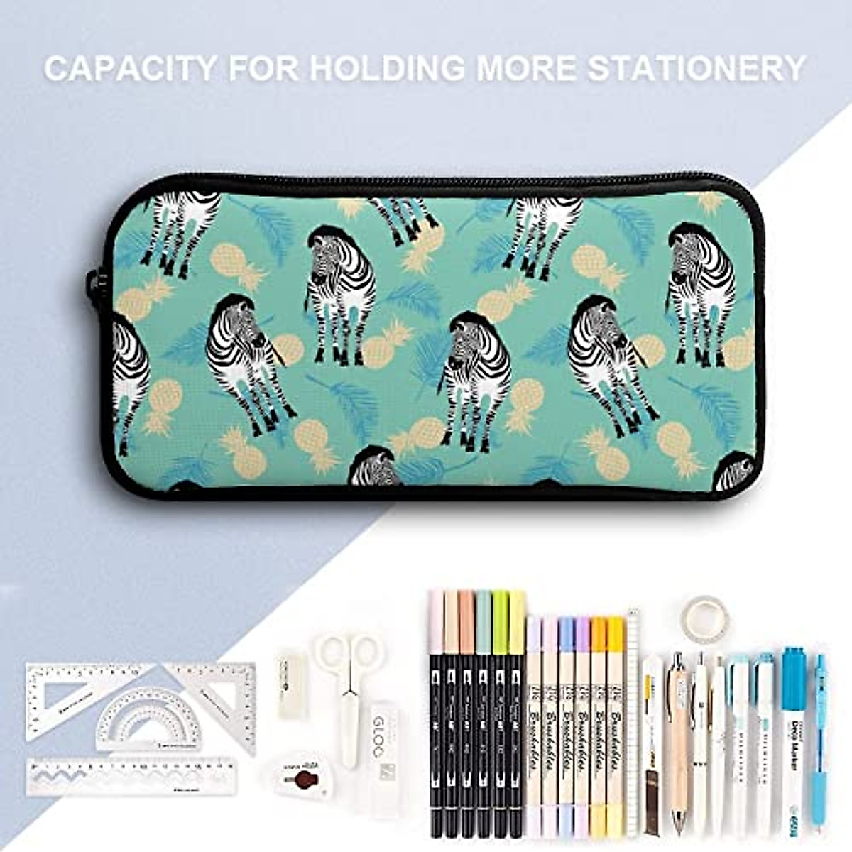 Zebra Animal Pattern Pencil Case Makeup Bag Big Capacity Pouch Organizer for Office College