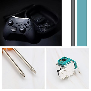 Micro Traders Set of 5 Analog Joystick Repair Kit Compatible with Xbox One Elite 2 Controller Only 3D Thumb Stick Controller Rocker Sensor with T6 T8 Screwdriver and Crowbar