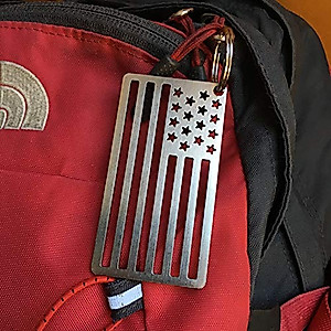 Arotags Made in the U.S.A. Solid Stainless Steel American Flag Keychain, Patriotic Heavy Duty EDC Keyring