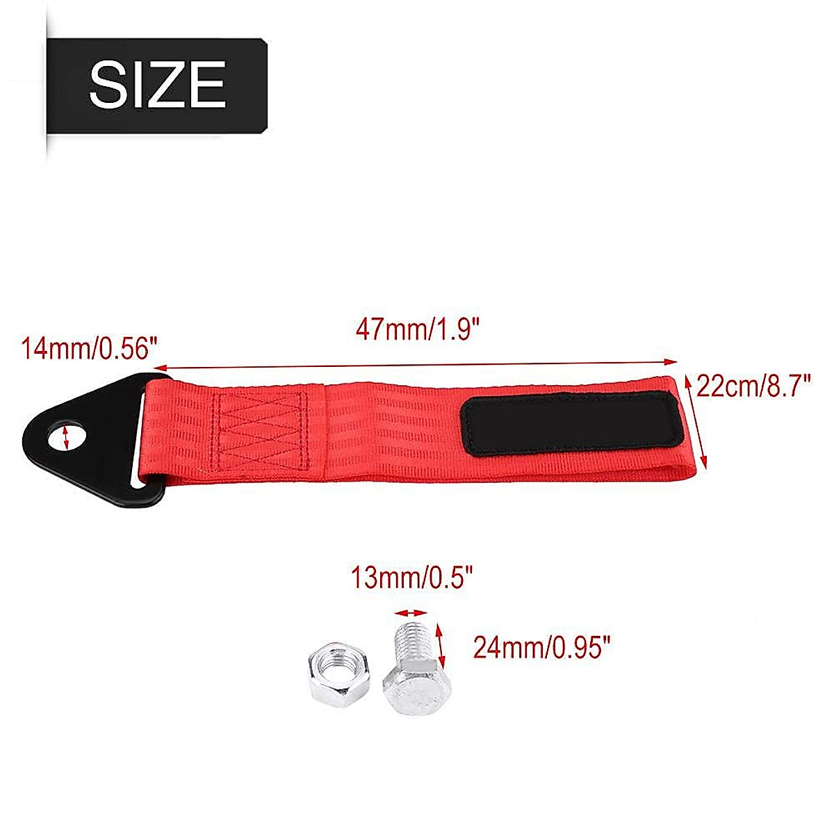 Aramox Tow Strap, Universal High Strength Racing Car Tow Strap Tow Rope for Front Rear Bumper Towing Hook (Red)