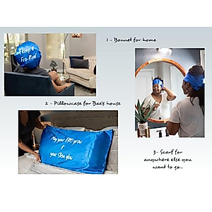Zeta Phi Beta Sorority Paraphernalia: Satin Bonnets, Satin Pillowcase and Satin Head Scarf - 3 Piece Set; Hair Bonnets for Black Women