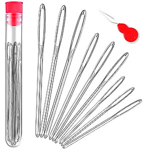 ORRDICE-9 PCS Large-Eye Blunt Needles, Stainless Steel Yarn Knitting Needles, Sewing Needles for Hand Sewing, Crafting Knitting Weaving Stringing Needles, Perfect for Finishing Off Crochet Projects