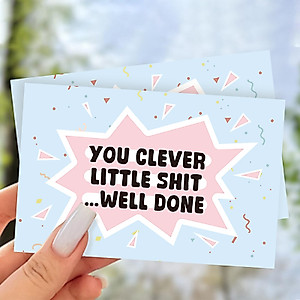 Bablira Funny Congratulations Card for Him Her, Proud Of You Card for Friend Family, Well Done Card, Graduation Card, Passed Test Card, Thank You Card, You Clever Little Shit