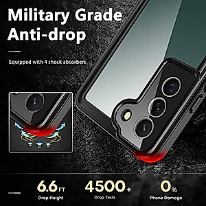 ANTSHARE Designed Samsung Galaxy S22 Case with Screen Protector,Samsung S22 Case Waterproof Shockproof Full Body Heavy Duty Protective Case for S22 5G (2022) Black/Clear