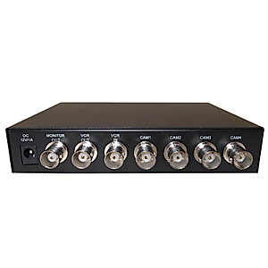 Evertech Office Home Analog Video Security Camera CCTV Color Quad Splitter Processor 4 Channel/Port Real Time with Remote Control