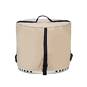 Stanbroil Fire Pit Cover for Solo Stove Bonfire, Outdoor Round Patio Fireplace Shelter Cover with Straps and Handle, Waterproof and Windproof, Beige