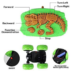 Ocditikl Remote Control Car for Toddlers, Dinosaur Toys RC Stunt Car 360 Degree Rolling Twister with Light, Remote Control Dinosaur Toys Car Vehicles for 3 4 5 6 7 8 Year Old Kids Boys