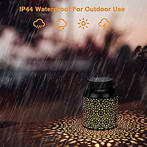 GolWof Solar Lanterns Outdoor Waterproof, 2 Pack Hanging Lanterns with Handles Decorative Metal Solar Powered Lights for Christmas Decoration, Backyard, Lawn, Garden, Patio, Party