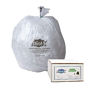 Mint-X Rodent Repellent Trash Bags, 1.3 Mil, Flat Seal, 58" Height x 38" Length, Clear (Pack of 100) (MX3858XHC)