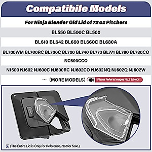 WARDFYT Pour Spout Cover Replacement Compatible with Ninja Blender Lid 72 oz Pitchers,Replacement Lid Flap Spout Cover for Nin-ja Blender Square Pitcher Top,Clear,Polycarbonate,NJ600 BL610 BL740 BL700