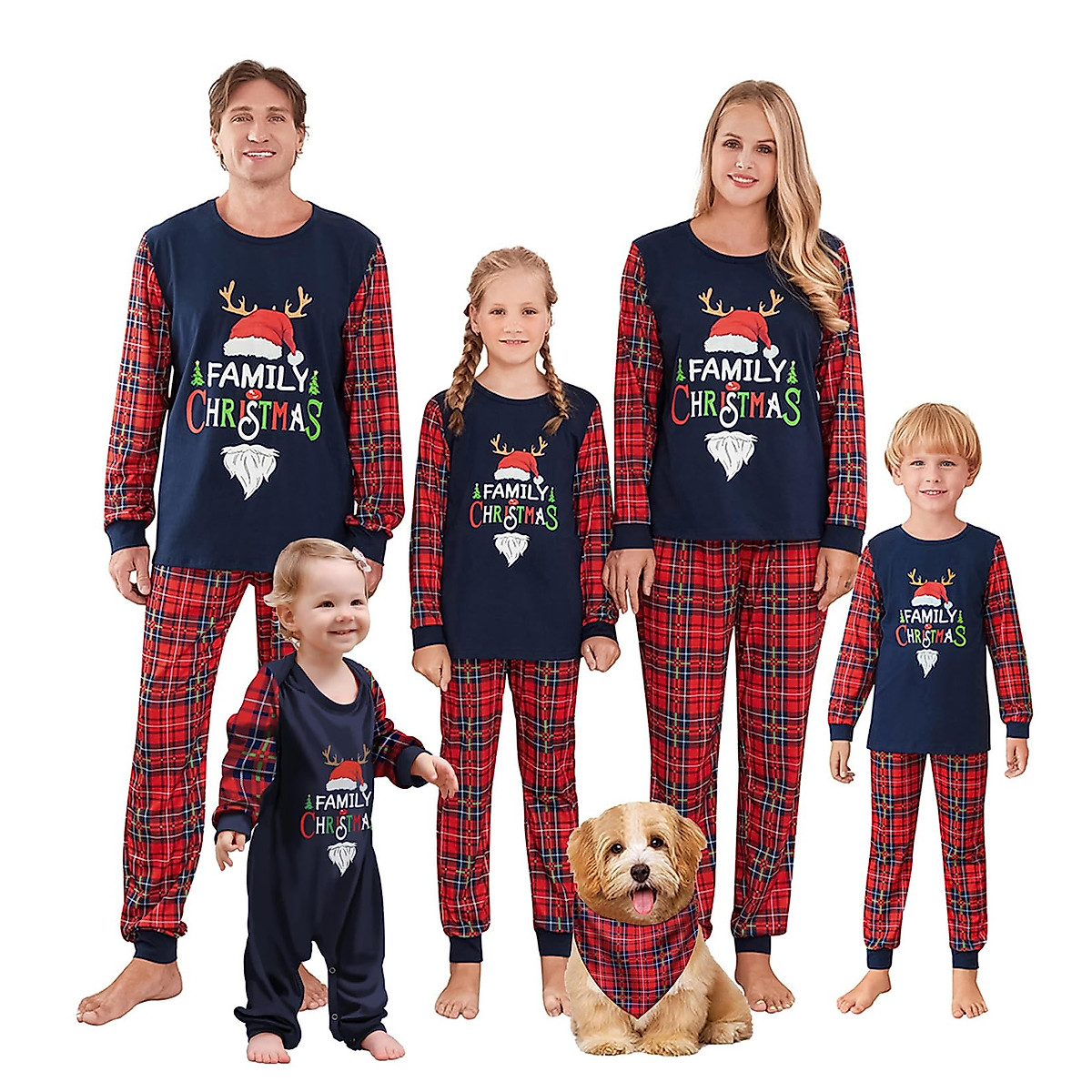 Wobame Christmas Family Pajamas Family Matching Sleepwear Xmas Long Sleeve Jammies Matching Holiday Pajamas(#n-20, Kids, 4 Years)