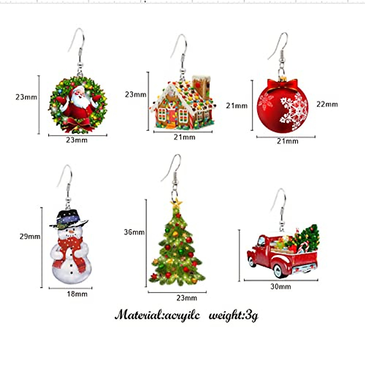 Christmas Earrings for Women,Snowman Earrings Xmas Snowman Drop Dangle Earrings Acrylic Truck Tree Garland Red Green Earrings Festive Gifts Holiday Accessory (Snowman)
