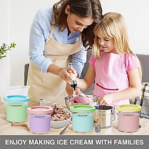 Containers Replacement for Ninja Creami Pints and Lids - 4 Pack, 16 oz cups Compatible with Ninja NC301 NC300 NC299AMZ Series Ice Cream Maker, Color Lids, BPA-Free (Blue&Pink&Green&Yellow)